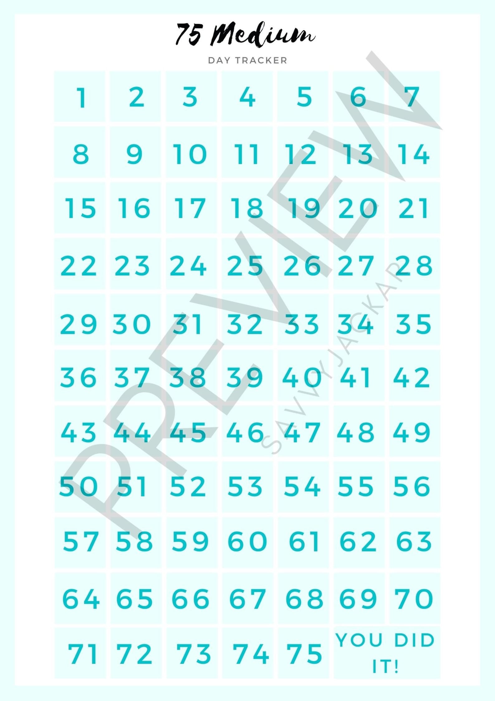 75 Medium Guided Workbook Printable. 75 Hard. Progress Tracker ...