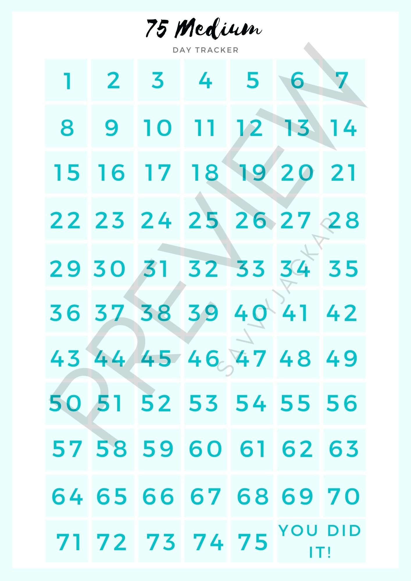 75 Medium Guided Workbook Printable. 75 Hard. Progress Tracker ...