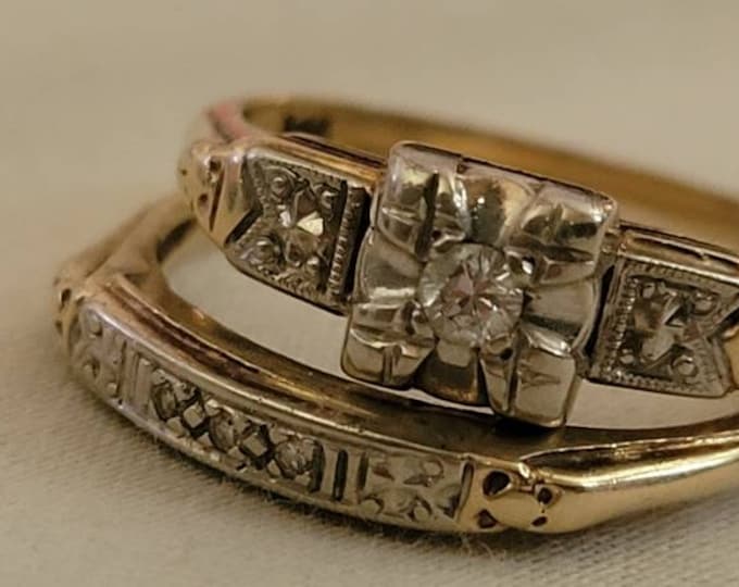 Vintage Keepsake 14k Diamond Wedding Ring Set With Box - Etsy