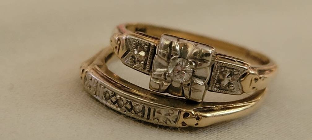 Vintage Keepsake 14k Diamond Wedding Ring Set With Box - Etsy