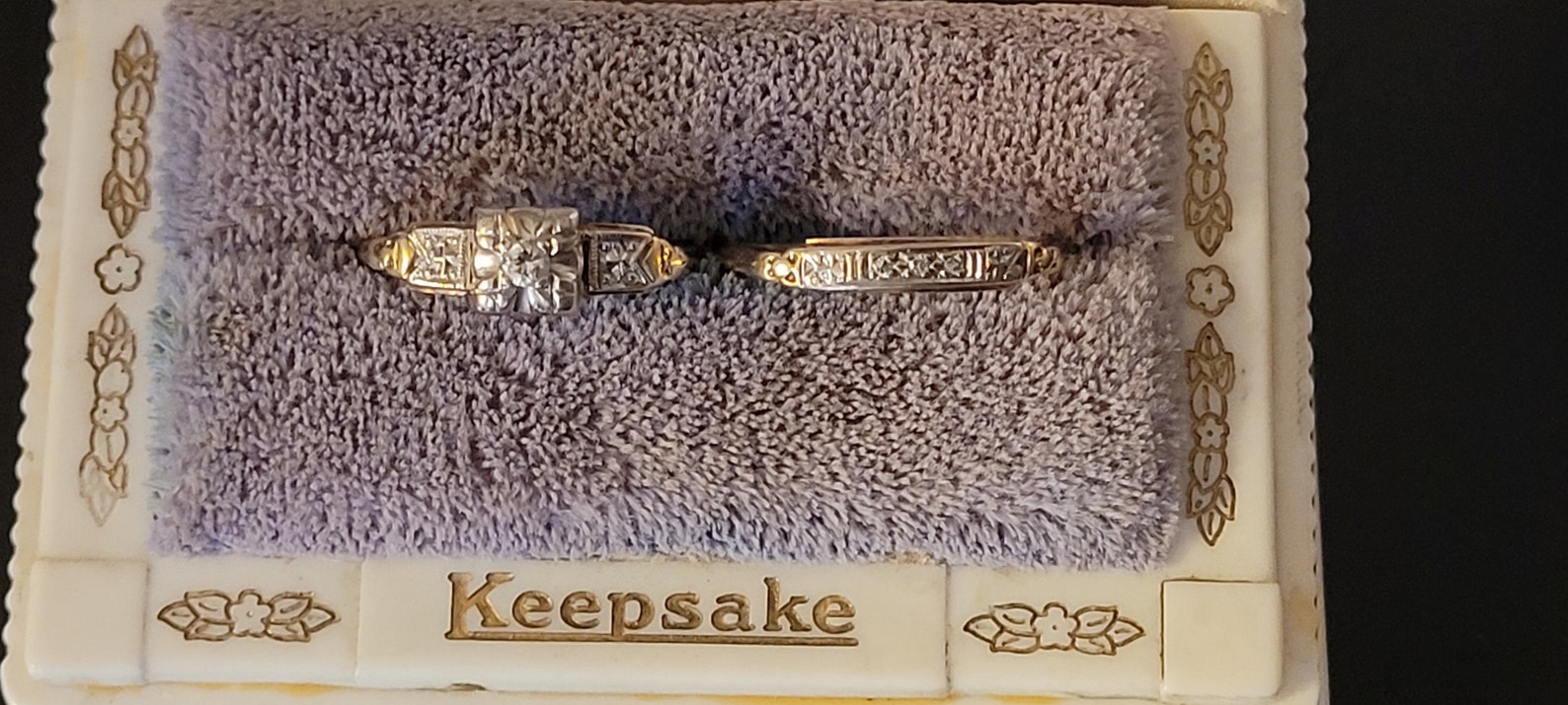 Vintage Keepsake 14k diamond wedding ring set with box | Etsy