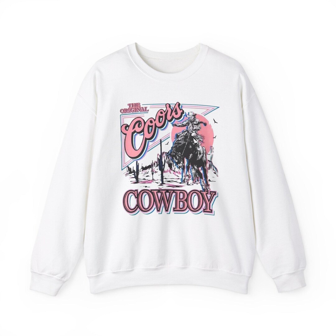 Coors Cowboy Pink Western Horse Desert Hat Boots Sweatshirt - Etsy