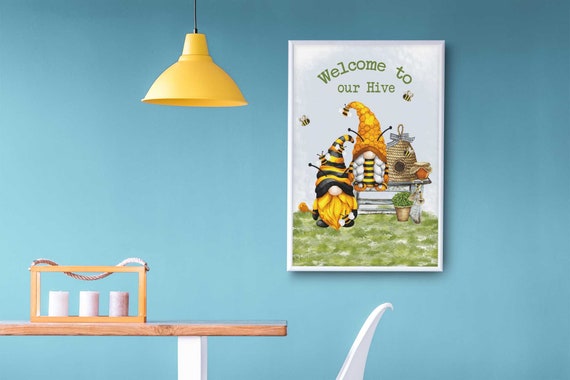 Custom Gnome Canvas Gnome Gift Ideas Custom Spring Gnome Poster Bee ...
