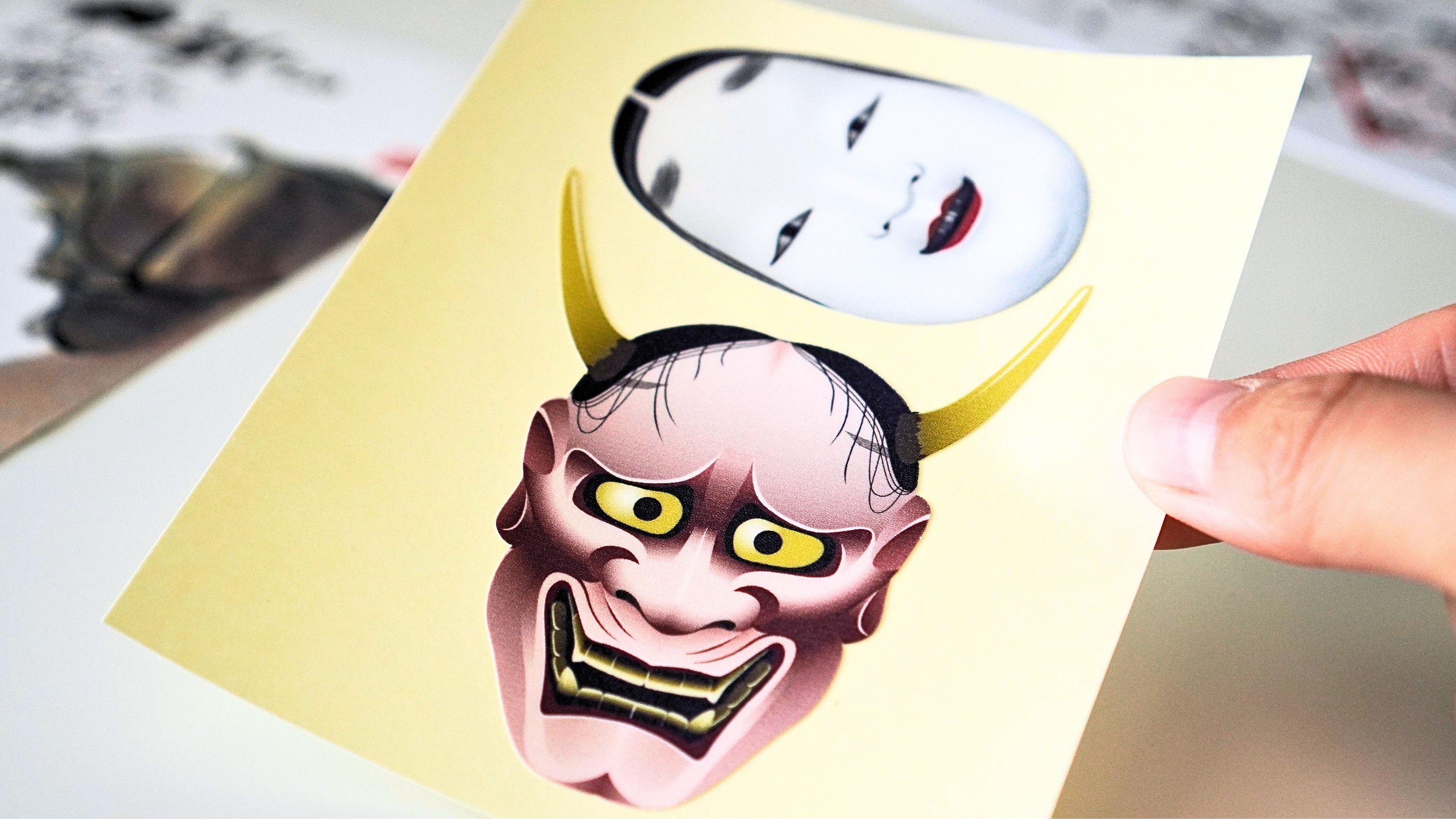 Hannya Mask Stickers | Noh Mask Stickers | Ukiyo-e Style Stickers ...
