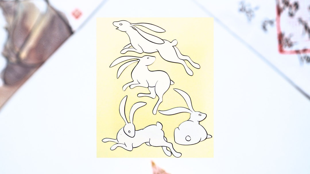 Tsukimi Moon Rabbit Ukiyo-e Style Stickers | Tsukimi Bunny | Japanese ...