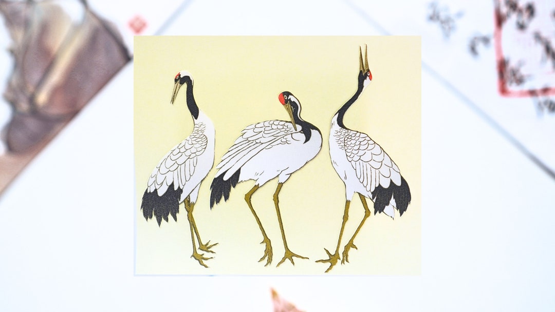 Japanese Crane Stickers | Tsuru Ukiyo-e Stickers | Japanese Art ...