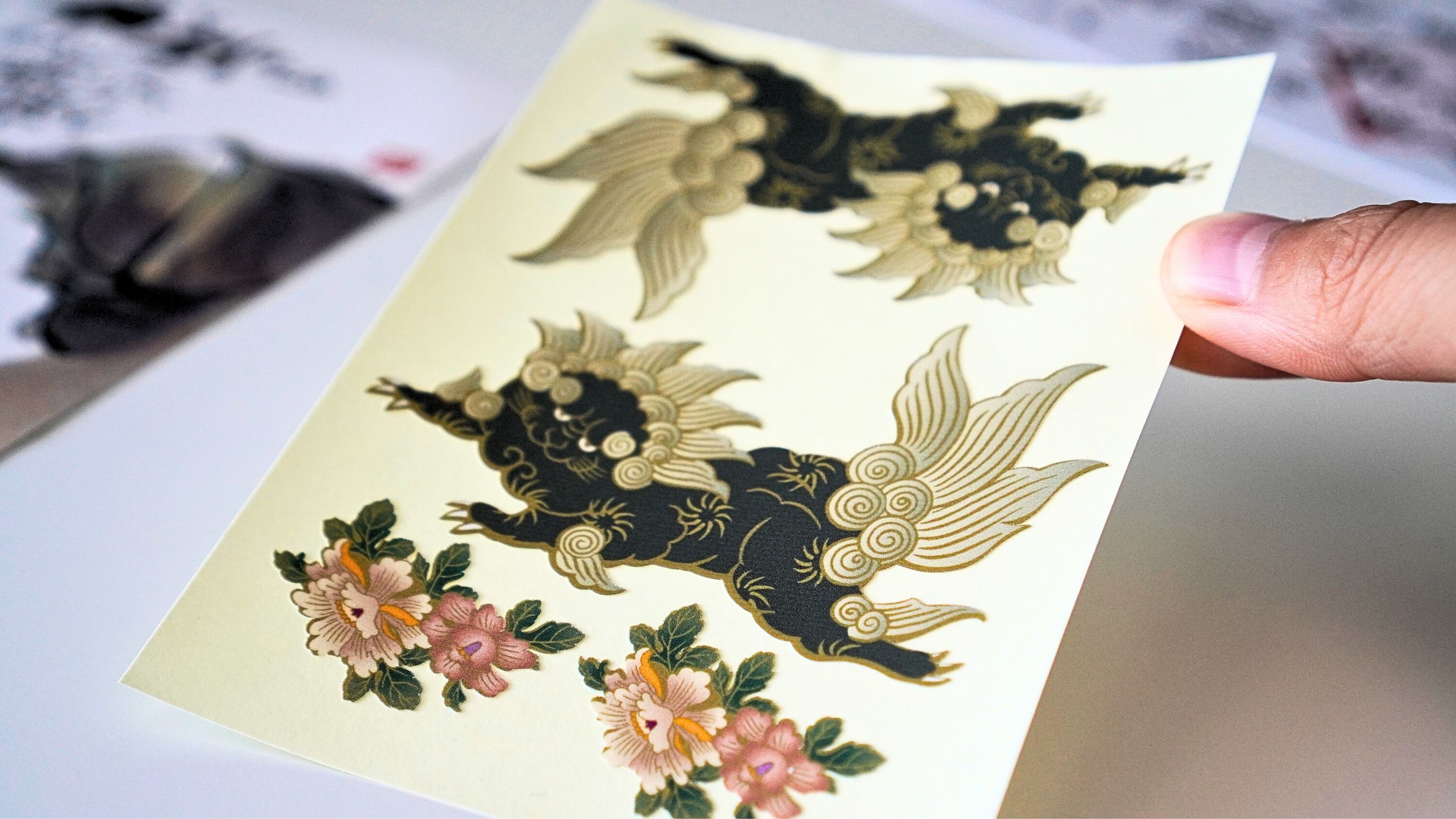 Lion / Shisa Japanese Art Stickers | Japanese Old Art Stickers ...