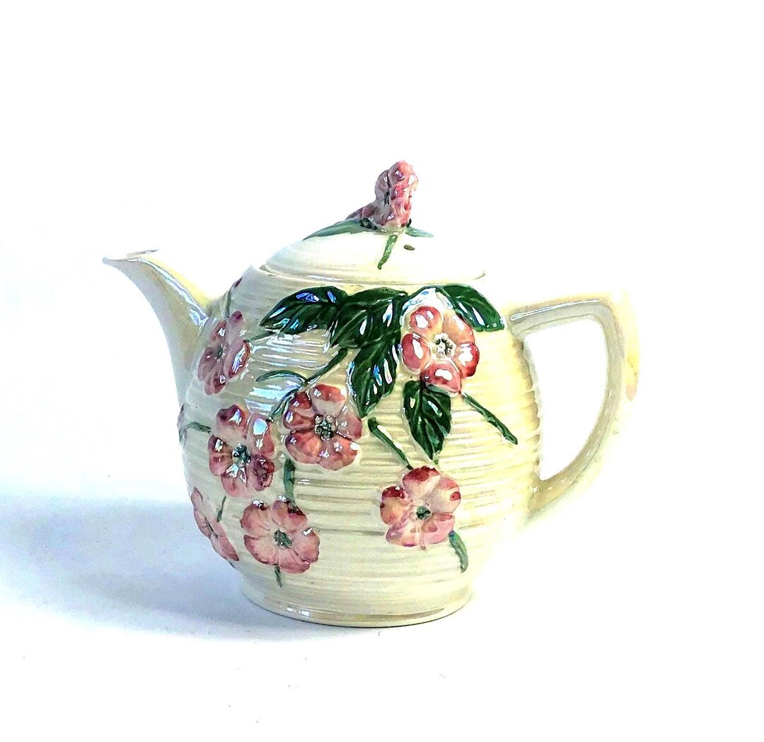 1930s Maling Lustre-ware Teapot in the Blossom Time Pattern. - Etsy UK