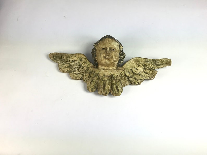 Antique Angel Head With Wings Glass Eyes Antique Hand - Etsy