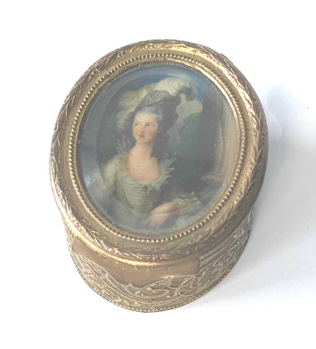 Antique Ormolu Pill Box With Miniature Portrait - Etsy