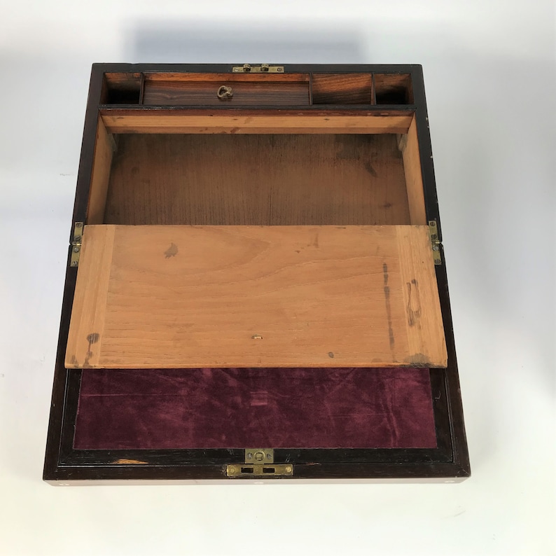 Victorian Writing Box With Writing Slope and Mother of Pearl Inlay - Etsy