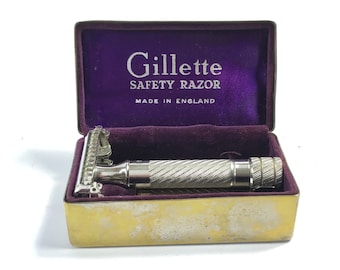 1958 Gillette GOLD TOGGLE ADJUSTABLE Vintage Safety Razor Set With ...