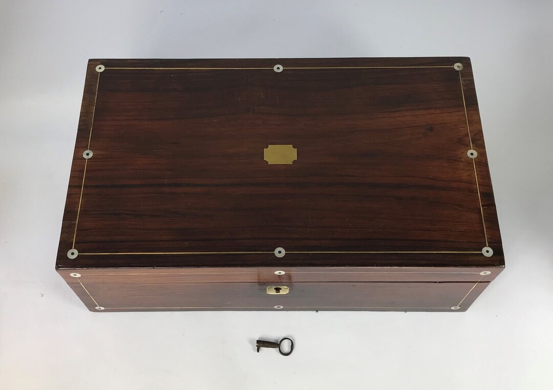 Victorian Writing Box With Writing Slope and Mother of Pearl Inlay - Etsy