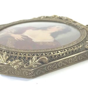Antique Oval Painting of Beautiful Lady. in Filagree Brass Frame. - Etsy