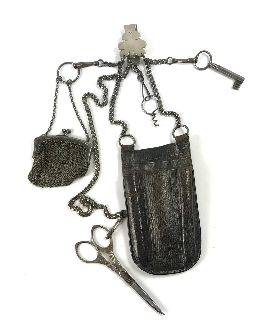 Antique Leather and Steel Chatelaine, With Six Steel Chains.by Stacy ...