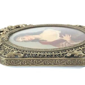 Antique Oval Painting of Beautiful Lady. in Filagree Brass Frame. - Etsy