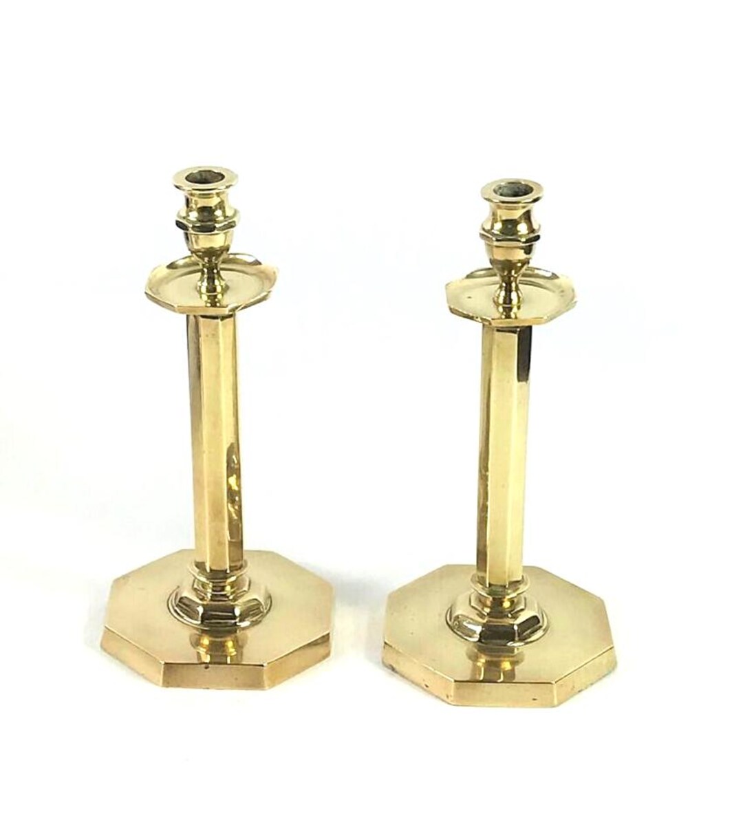Pair of Heavy Brass Candlesticks. Late 19th Century. - Etsy