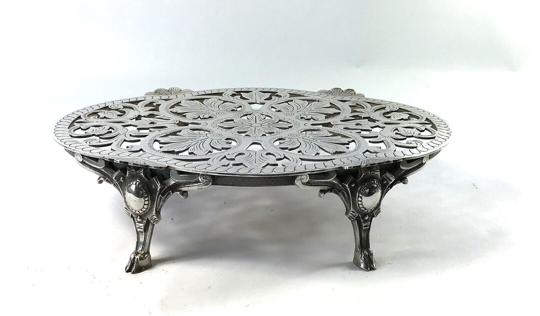 Antique Silver Plate Table Stand. Oval Shape Pierced Top. Hoof Feet - Etsy