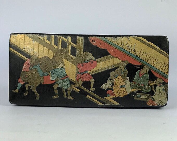 Vintage Japanese Black Lacquer Pencil/quill Box. Japanese Characters ...