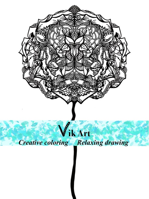 Printable Coloring Pages Magic Flower Relaxing Drawing | Etsy