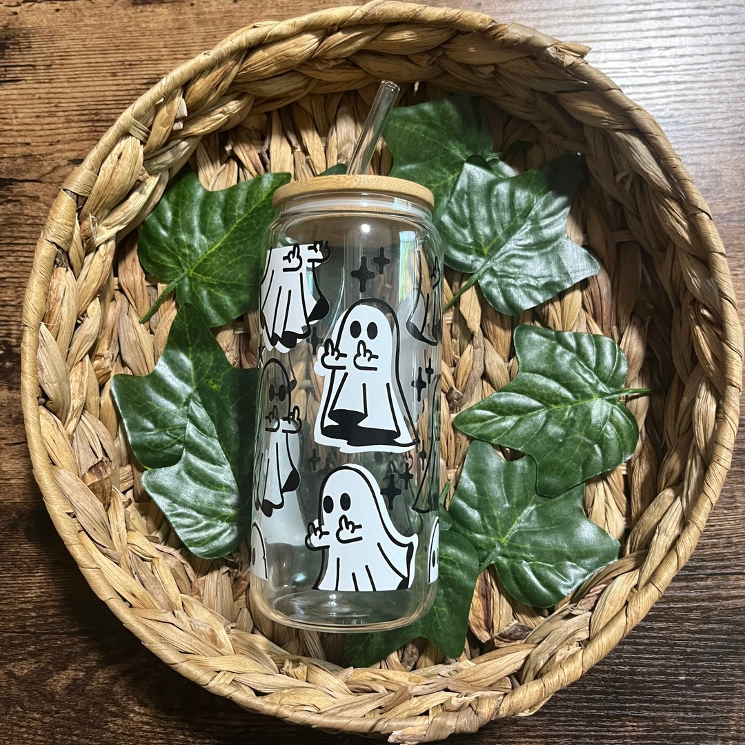Ghost Middle Finger Glass Can - Etsy