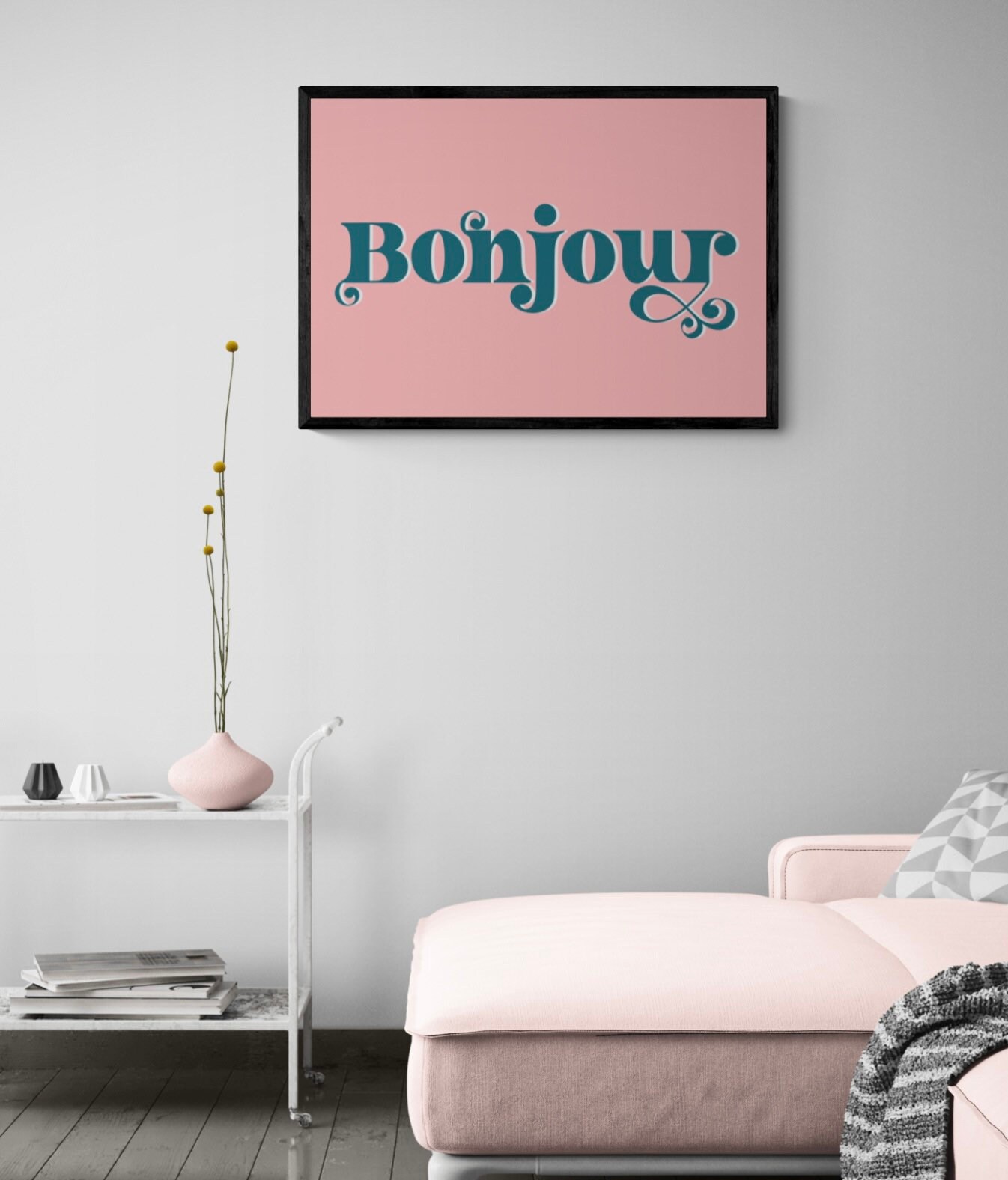 Bonjour print Bonjour quote French quote print quirky | Etsy