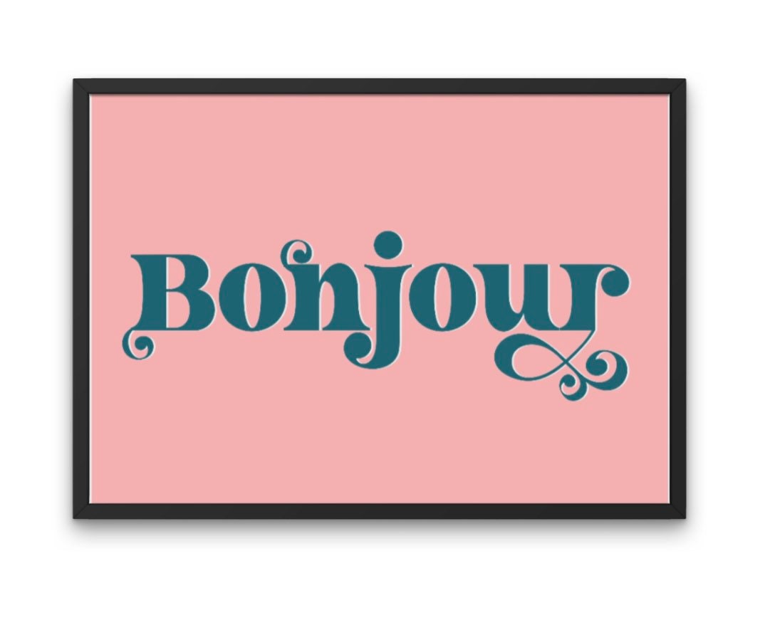 Bonjour Print Bonjour Quote French Quote Print Quirky - Etsy UK