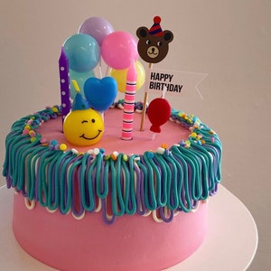 Polka Dot/stripe Colorful Happy Birthday Cake Candles| Cake Topper ...