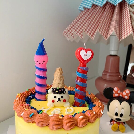 Retro Vintage Emoji Happy Face Birthday Cake Candle - Etsy