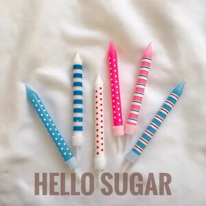 Polka Dot/stripe Colorful Happy Birthday Cake Candles| Cake Topper ...