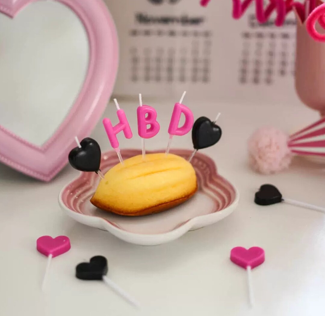 Black Pink Happy Birthday Letter Candles| HBD Candles| Cake Candle ...