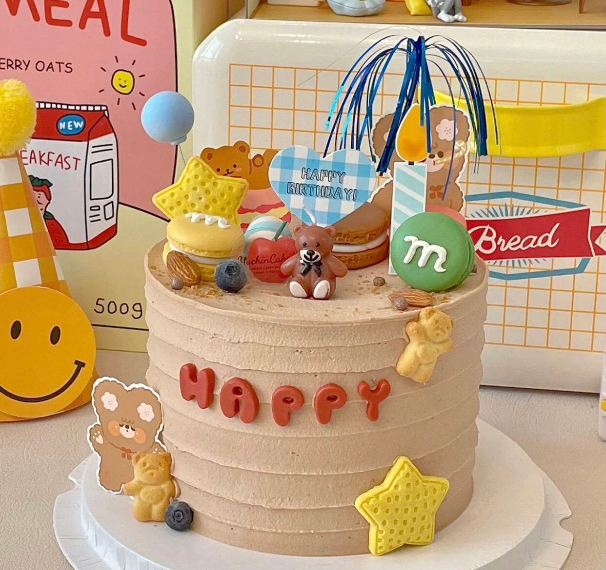 Happy Birthday Cake Topper Set Plaid Flag Cake Toppers Heart - Etsy