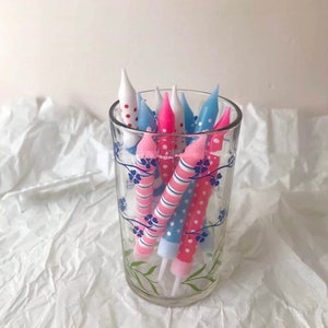 Polka Dot/stripe Colorful Happy Birthday Cake Candles| Cake Topper ...