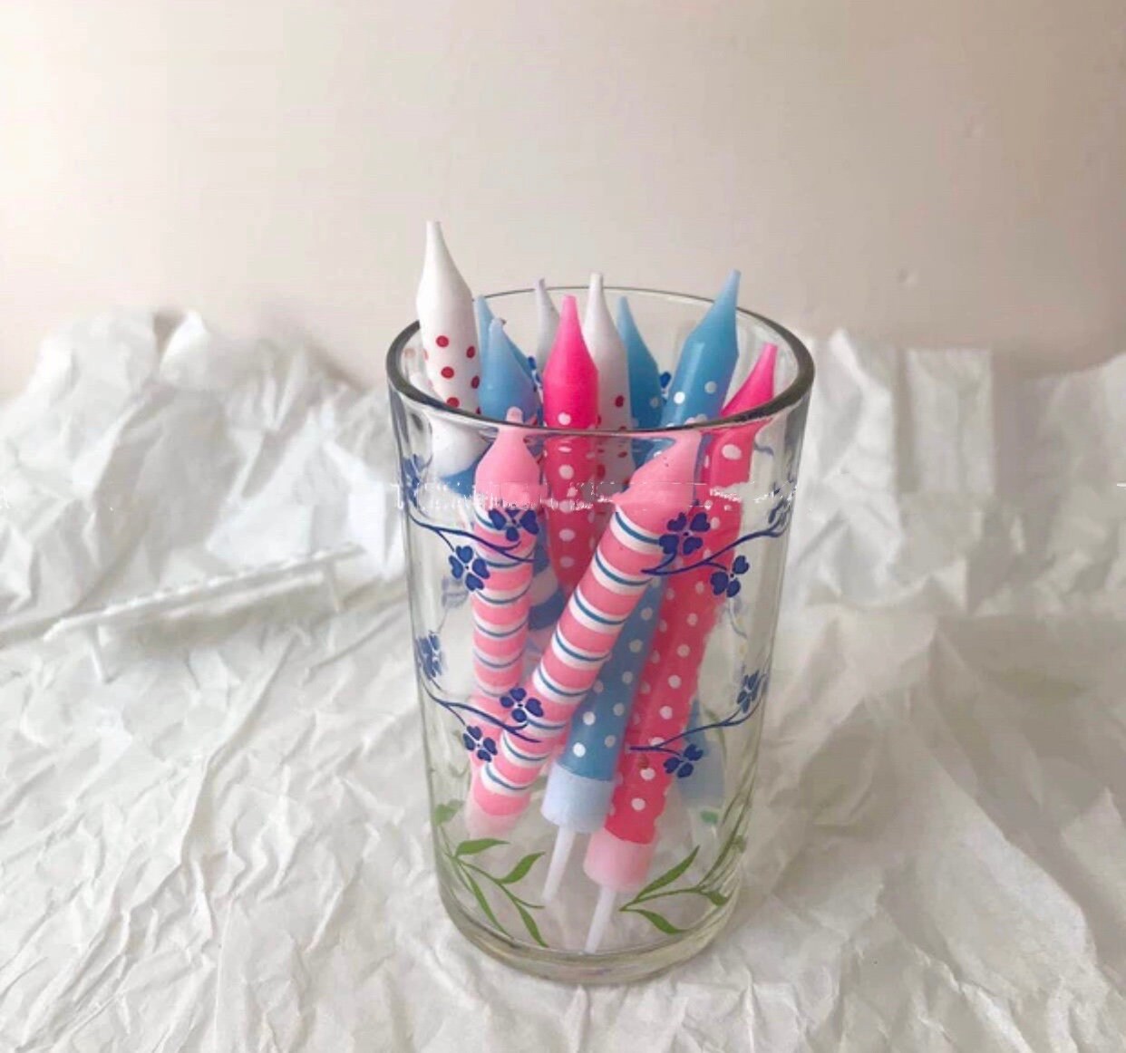 Polka Dot/stripe Colorful Happy Birthday Cake Candles Cake - Etsy