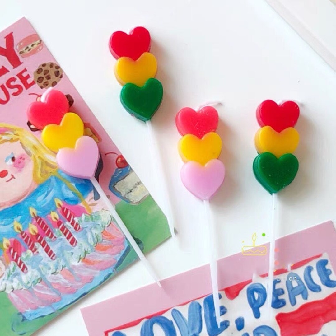Colorful Heart Shaped Candle| Heart Column Candle| Heart Pillar Candle ...