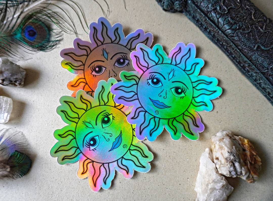 Sun Vinyl Sticker | Holographic | 70s | Cosmos | Witchy | Tarot ...