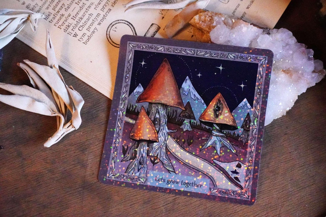 Mushrooms Vinyl Sticker | Holographic | Forest | Psychedelic | Fungus ...