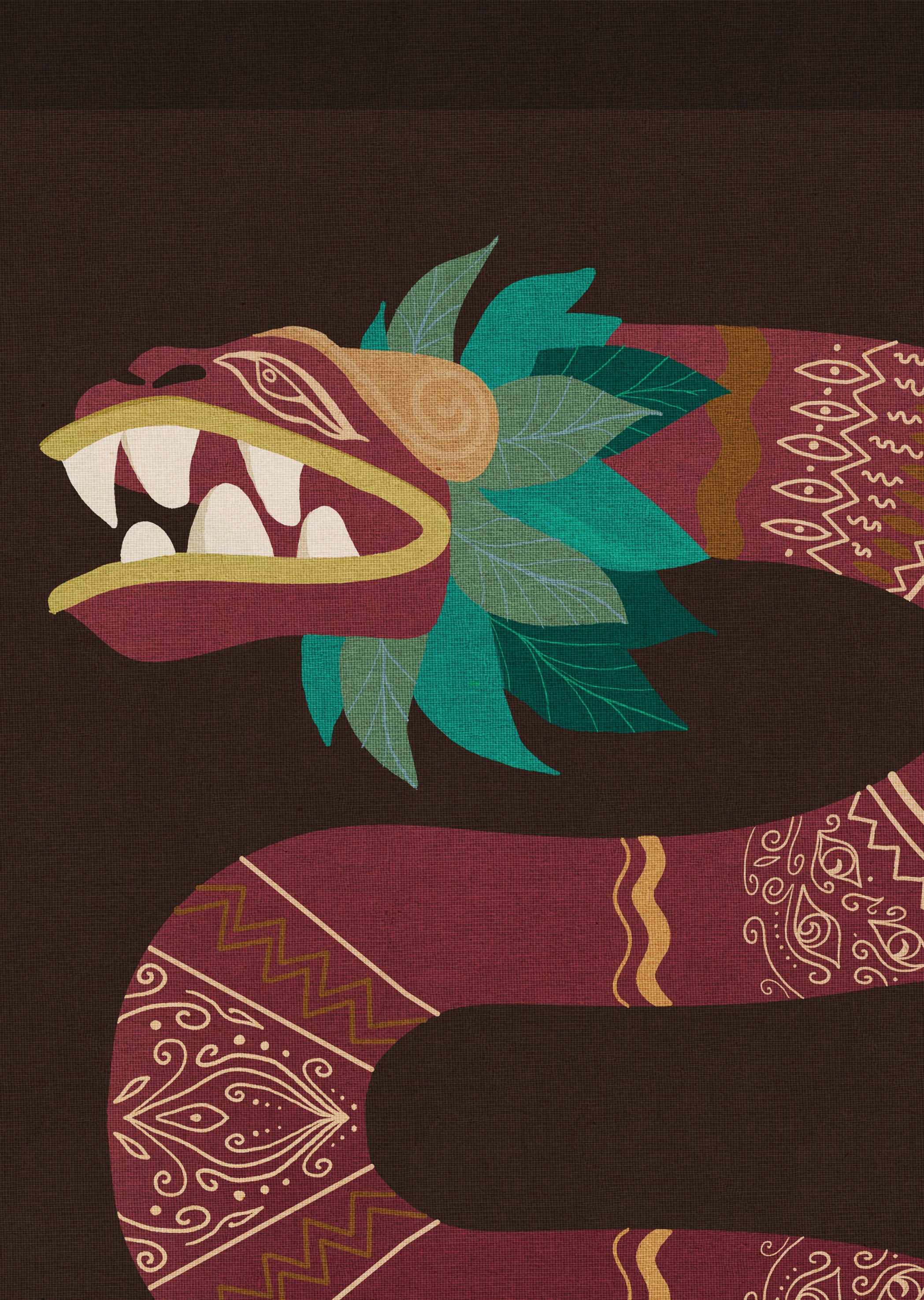 Illustration Aztec Snake Quetzalcoatl Graphic Print Poster Mythology ...