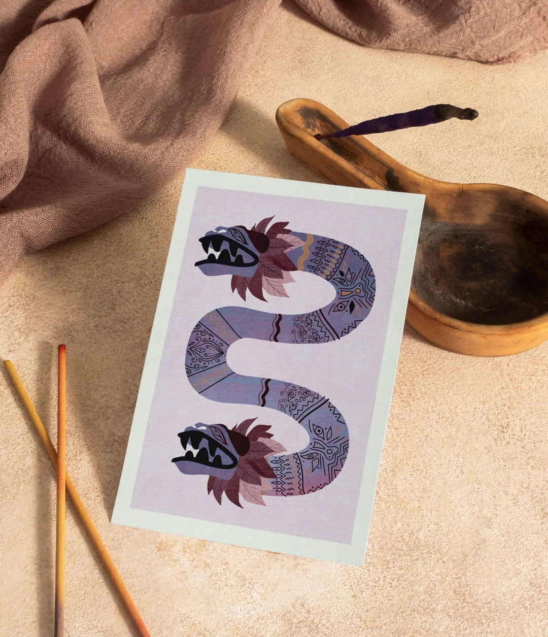 Illustration Aztec Snake Quetzalcoatl Graphic Print Poster Mythology ...