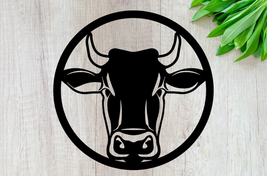 Cow Head Sign - DXF File - SVG File - DWG File - Cnc Ready (digital ...