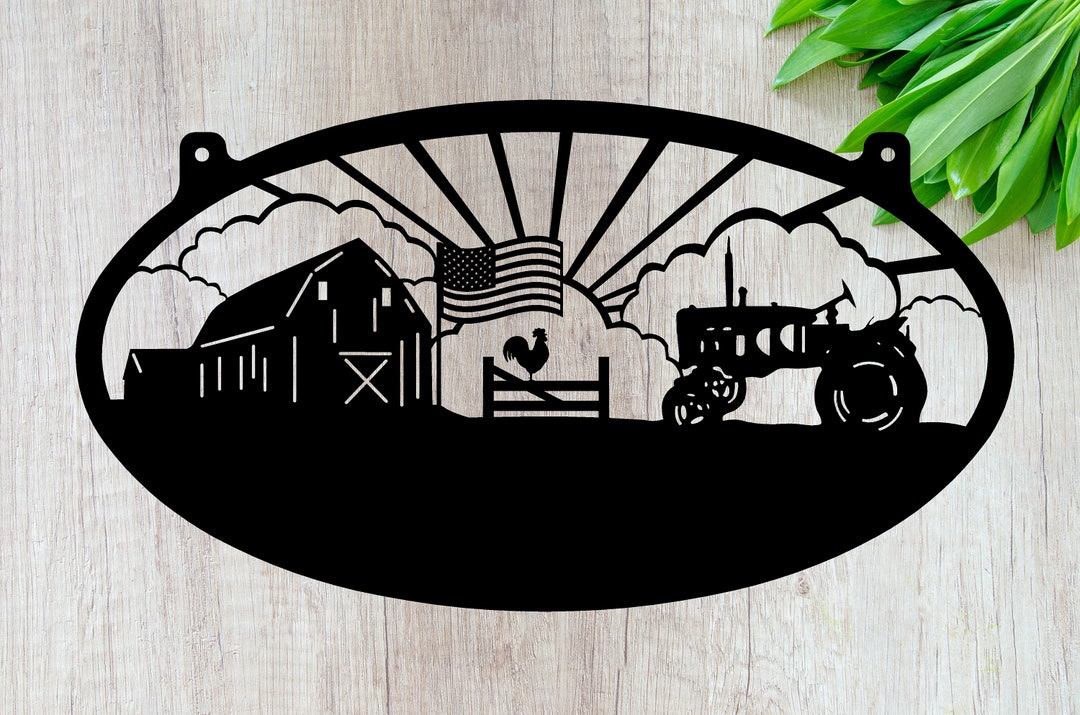 Blank Custom Farms Sign - DXF File - SVG Files - DWG File - Cnc Ready ...