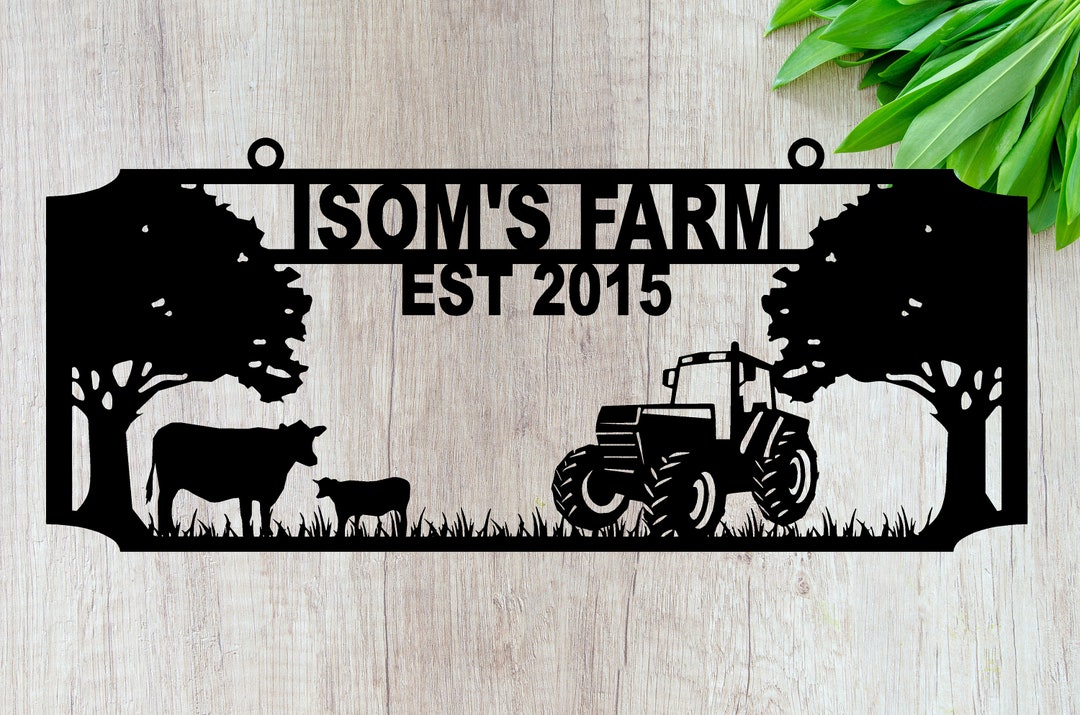 Farm Sign DXF SVG DWG File: Tractor, Cows (digital File) - Etsy