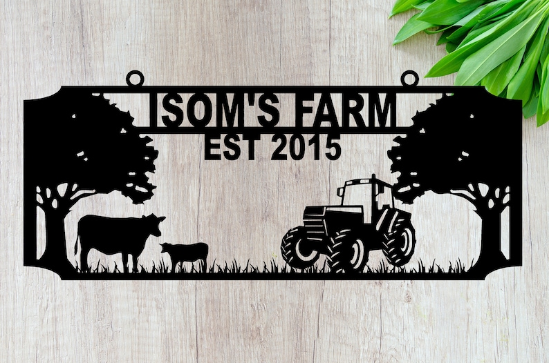Farm Sign DXF SVG DWG File: Tractor, Cows (digital File) - Etsy