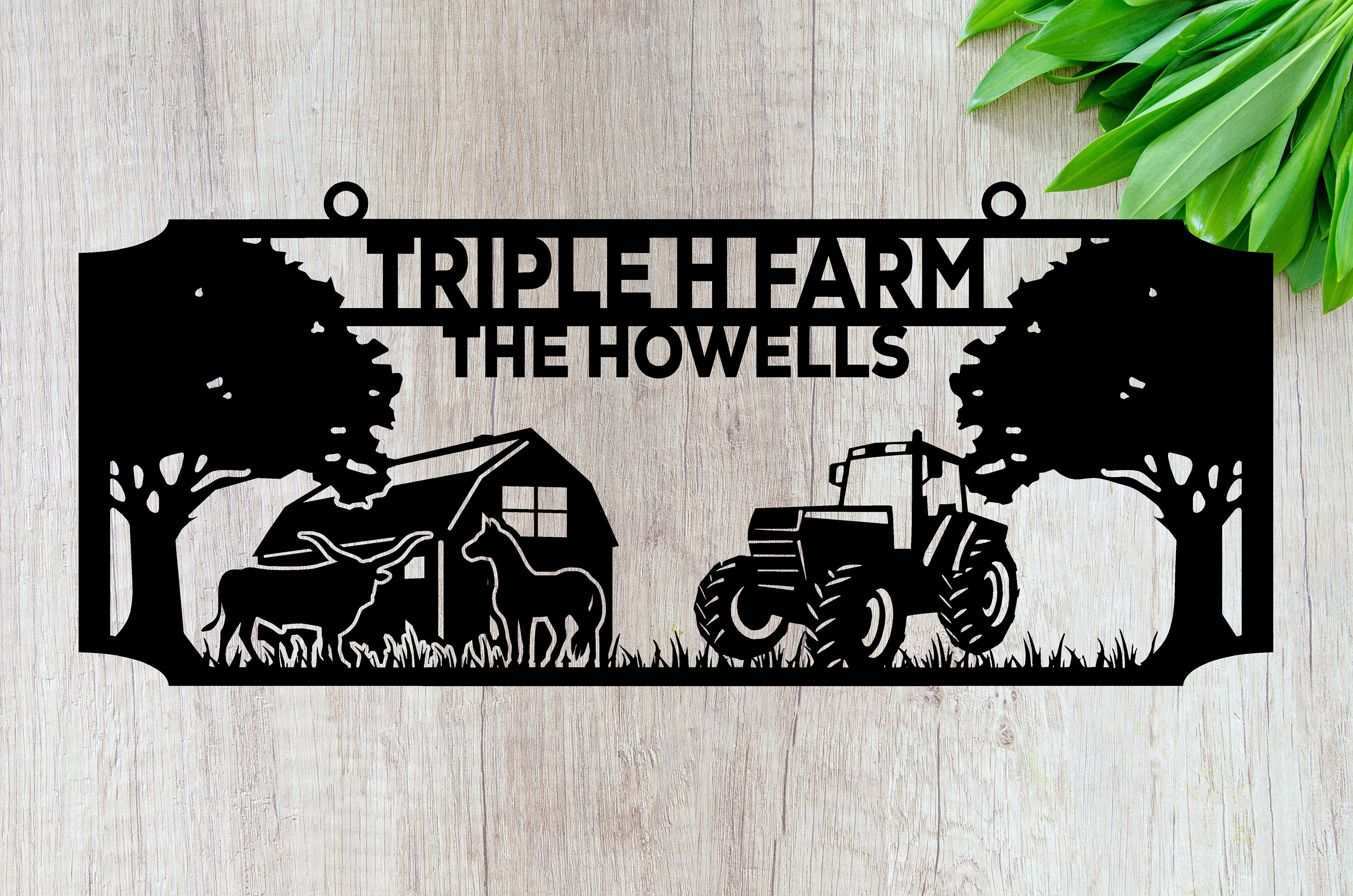 Triple H Farm Sign DXF File DWG File CNC Ready digital File - Etsy