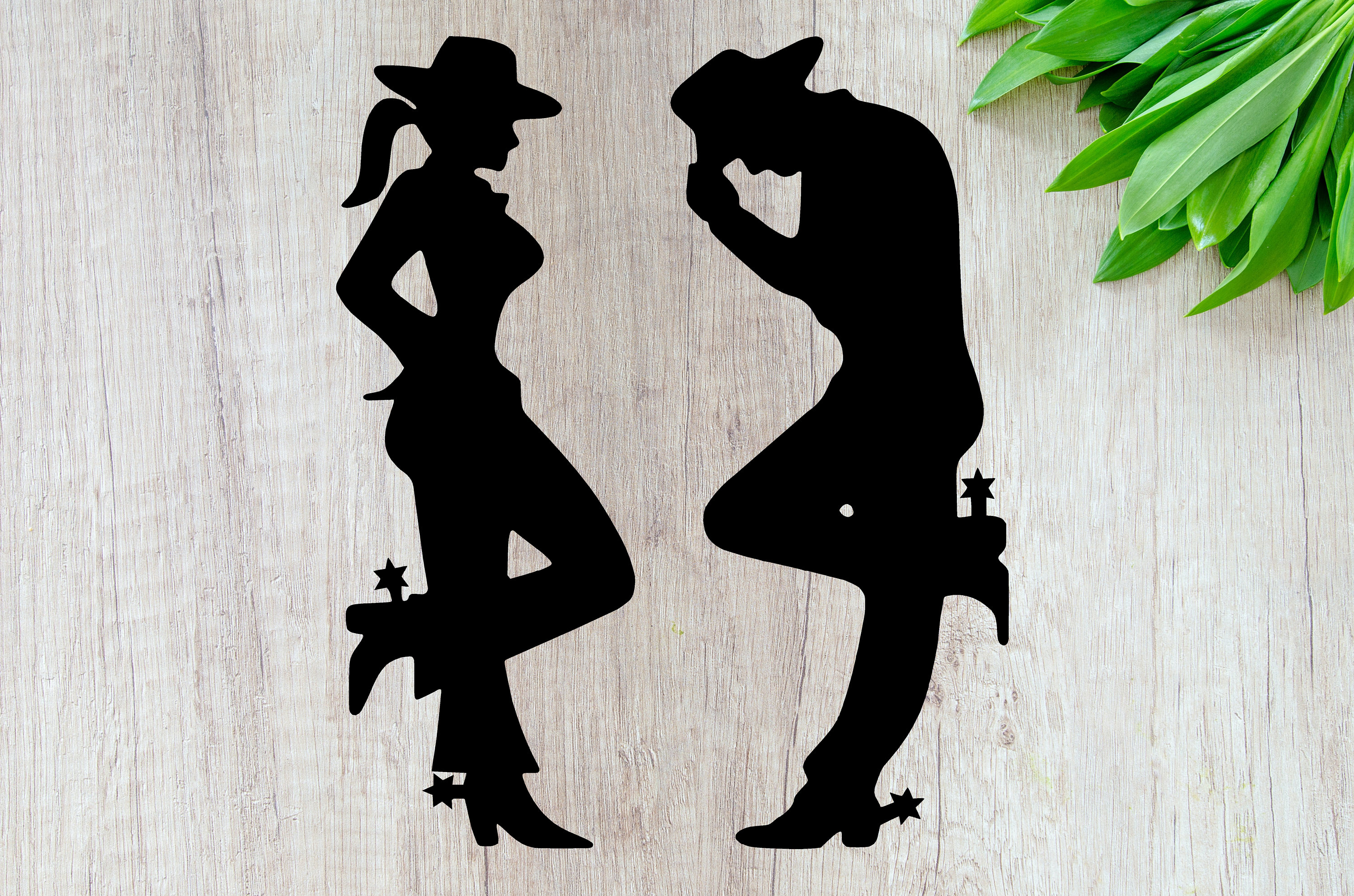 Leaning Cowboy Outline