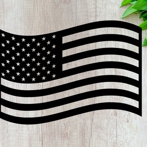 Waving American Flag - DXF File - DWG File - CNC Ready (digital File ...