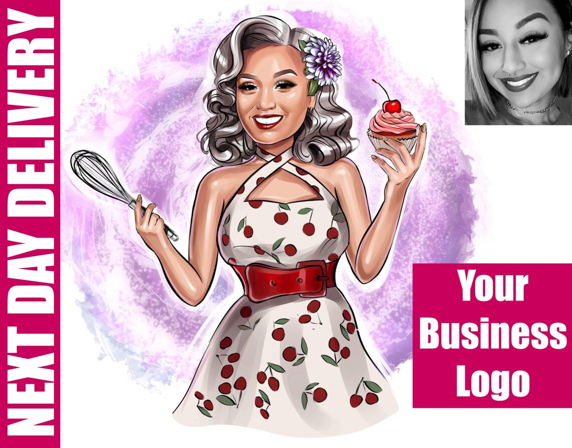 Baker Cartoon Logo Design Dessert Maker Logo Cake Shop Logo - Etsy