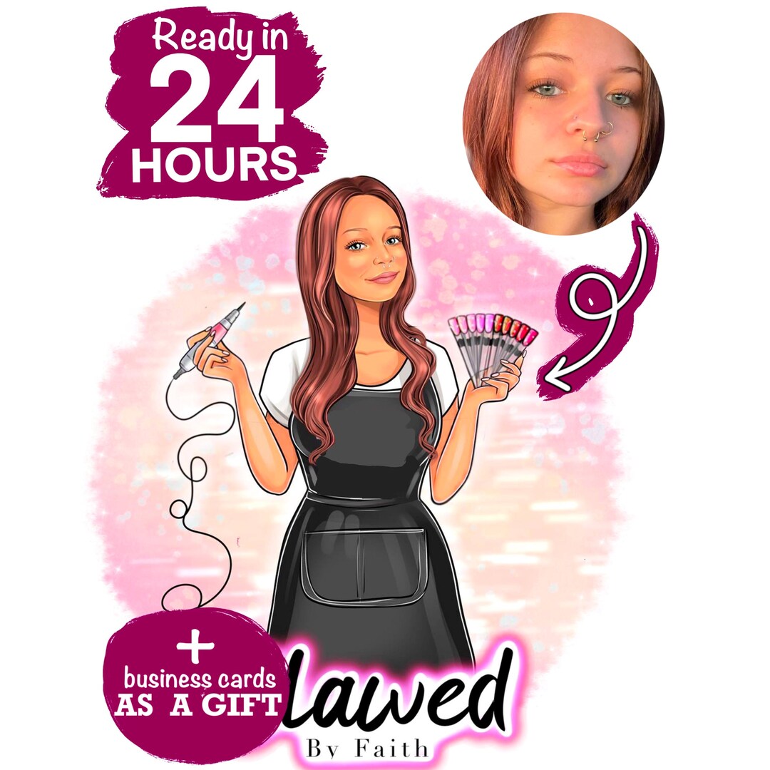 Custom Nail Tech Cartoon Logo: Digital Portrait for Business - Etsy Canada