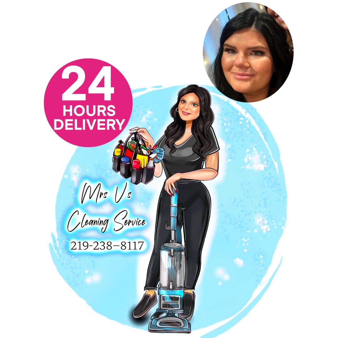 Maid Service Portrait Logo: Cleaning, Housekeeping, Cartoon Avatar - Etsy