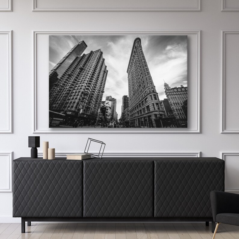 New York Wall Art Canvas Print Flatiron Building Print Black and White ...